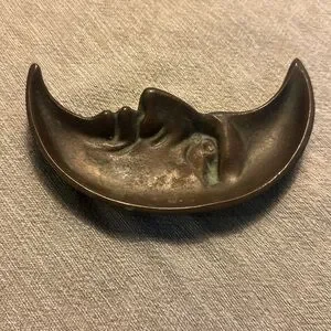 Art | Brass Tray Celestial Man In The Moon Face Trinket Dish | Poshmark